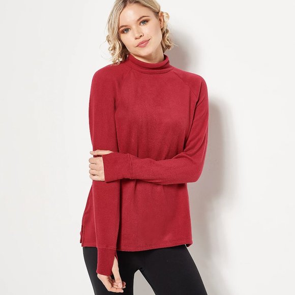 Cuddl Duds | Tops | Womens Fleecewear Mock Neck Swing Top Deep Red ...